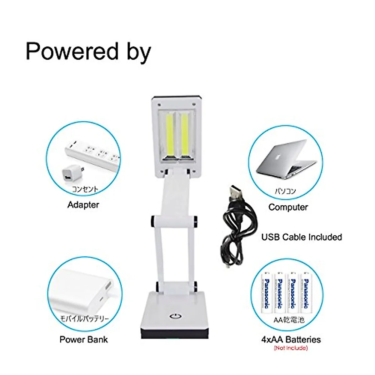 [New Version] TOMOL Super Bright COB LED Portable Desk Lamp Travel Lamp :Foldable, Touch Sensitive Control, 3 Adjustable Brightness Levels, Battery and USB Powered