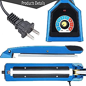 Yeler12 Inch Impulse Heat Sealer Impulse Bag Sealer, Manual Poly Bag Heat Sealer Machine for Plastic Bags PE PP Bags with Extra Replace Element Grip…