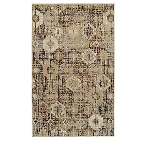 Superior Arabella Collection Area, 8mm Pile Height with Jute Backing Vintage Distressed Medallion Pattern, Fashionable and Affordable Woven Rugs, 8' x 10', Gold