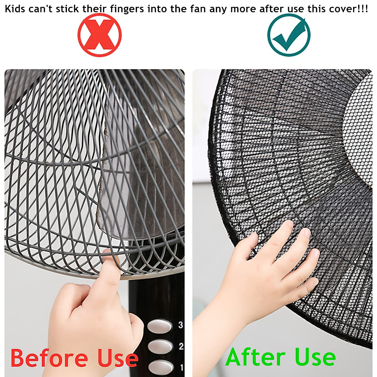 20 Inch Fan Cover, 2 PACK 20" Pedestal Fan Dust Cover for Kids Children Finger Protection,Fan Mesh Cover for 20 in Stand Up Round Fan for Home Office Shop Playground,Washable,Reusable