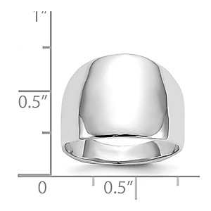Size 8 - Solid 14k White Gold Polished Dome Ring (16mm)