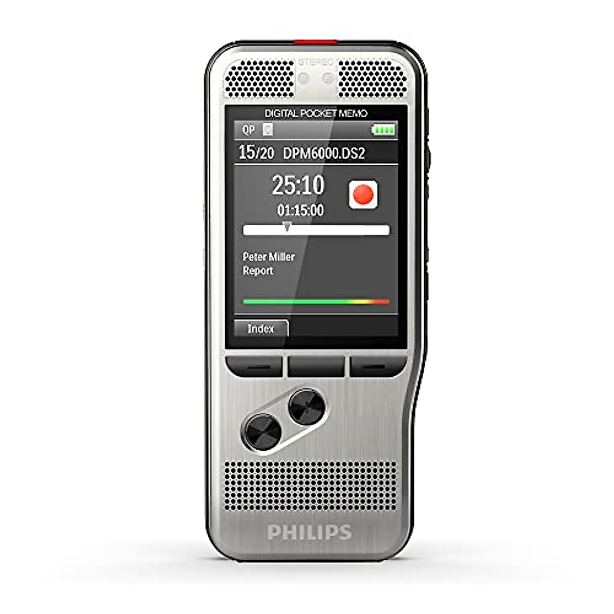 Pocket Memo 6000 Digital Recorder, Push Button, 2GB, Silver