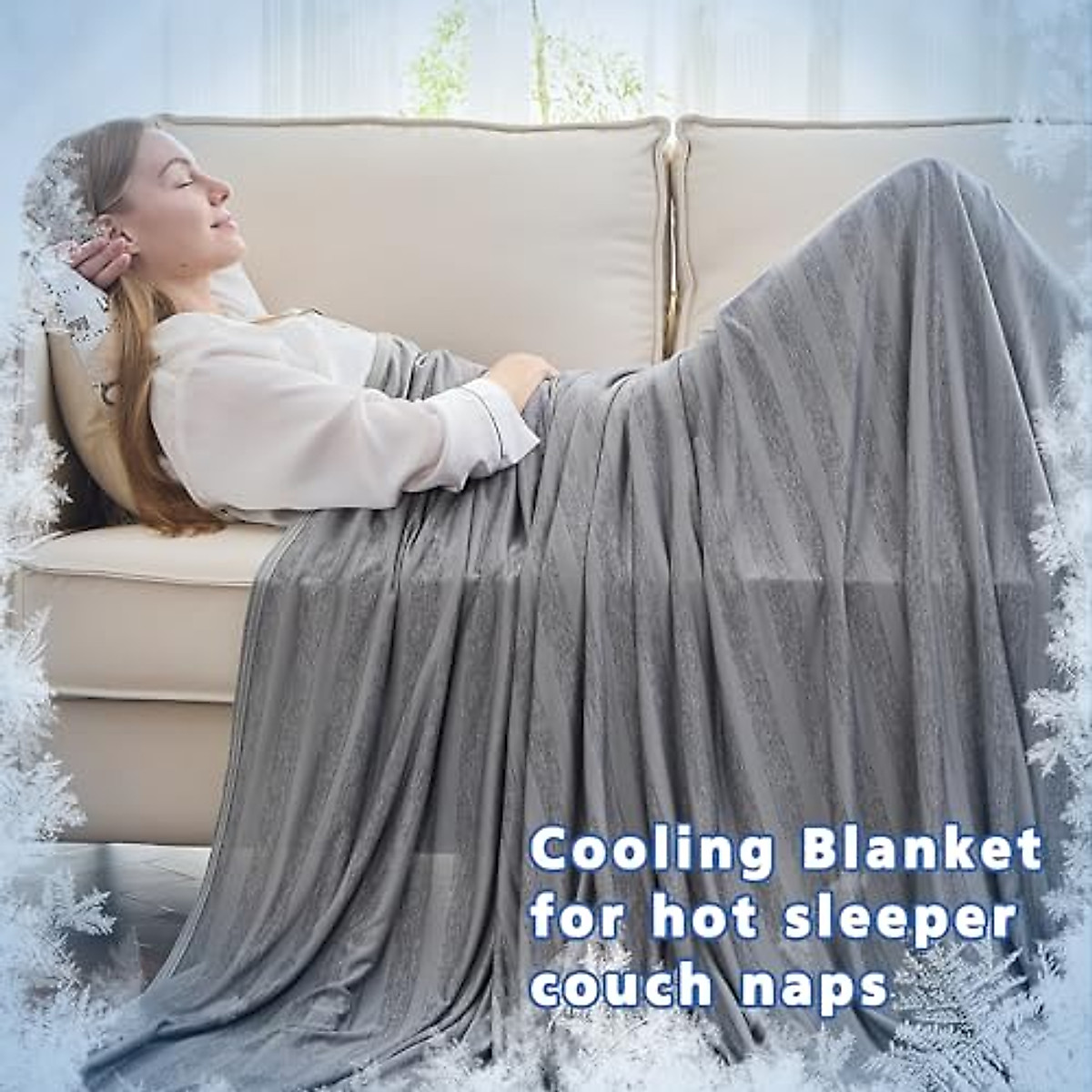 EMME Cooling Blankets Queen Size (90"x 90") for Hot Sleepers, Summer Bed Blanket, Thin Light Bedspread Quilt Coverlet for Night Sweats, Double Sided Keep Body Cool, Grey Cold Blankets for Sleeping