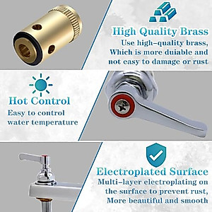 DNShorix 002714-40 Hot Side Handle Stem Assembly, Replacement Fit for T&S Brass All Faucets, Red