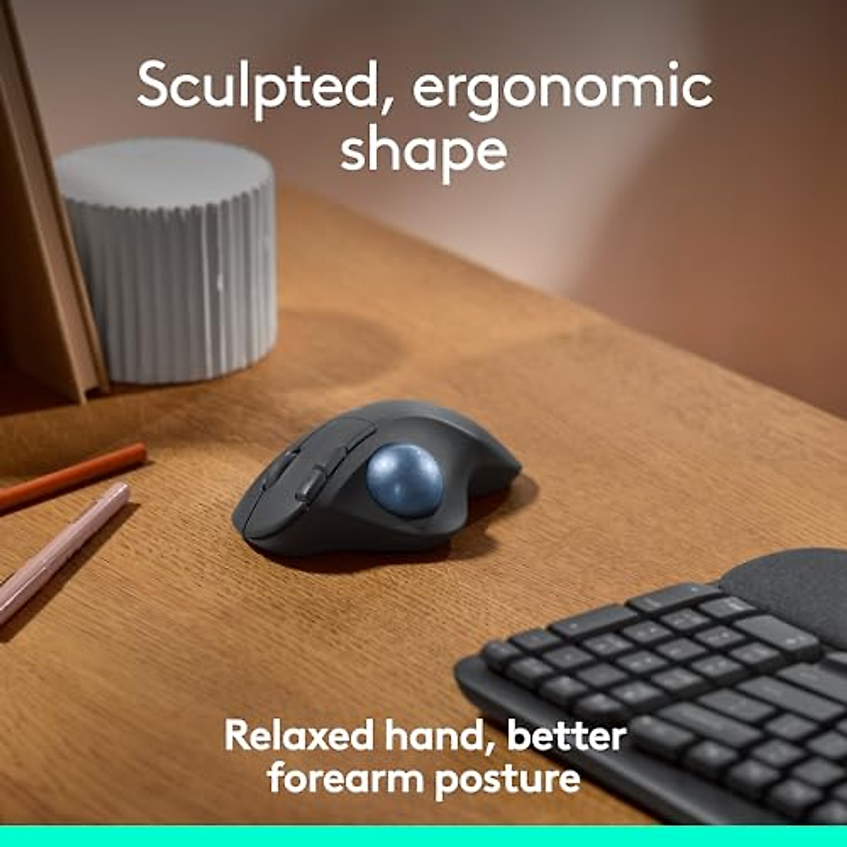 Logitech Ergo M575 Wireless Trackball for Business - Easy Thumb Control, Ergonomic Design, Secured Logi Bolt, Bluetooth, Globally Certified, Windows/Mac/Chrome/Linux - Graphite