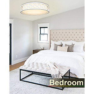 VICNIE Flush Mount LED Ceiling Light Fixture, 14inch 20W 1400 Lumens Ceiling Lamp, Dimmable 3000K Warm White, White Finish, ETL Listed for Kitchen, Hallway, Bedroom, Laundry