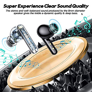 kurdene TWS G01 Bluetooth 5.3 LE Audio Earbuds Headphones, Built-in Microphone with Immersive Deep Bass & Clear Call, IPX5 Waterproof Ear Buds for iPhone, Android -Black