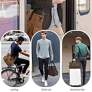 Canvas Messenger Bag for Men, 15 Inch Water Resistant Laptop Bag, Crossbody Bag for Work Office Travel Casual with Adjustable Shoulder Strap(Brown)