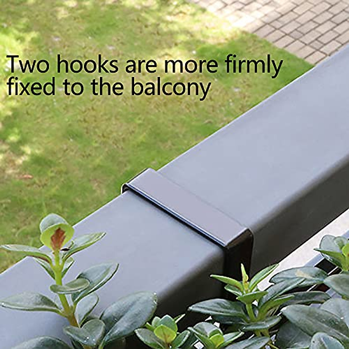 Hanging Railing Planter Iron Art Hanging Flower Baskets Flower Pot Holders Plant Holder Over The Rail Metal Fence Planters Assemble Plant Racks Shelf Containers for Patio Balcony Porch Fence,Square