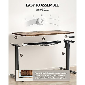 SIAGO Electric Standing Desk Adjustable - 48 x 24 Inch Sit Stand Desk with Cable Management - 3 Memory Preset Stand up Computer Table Desks for Home Office Work