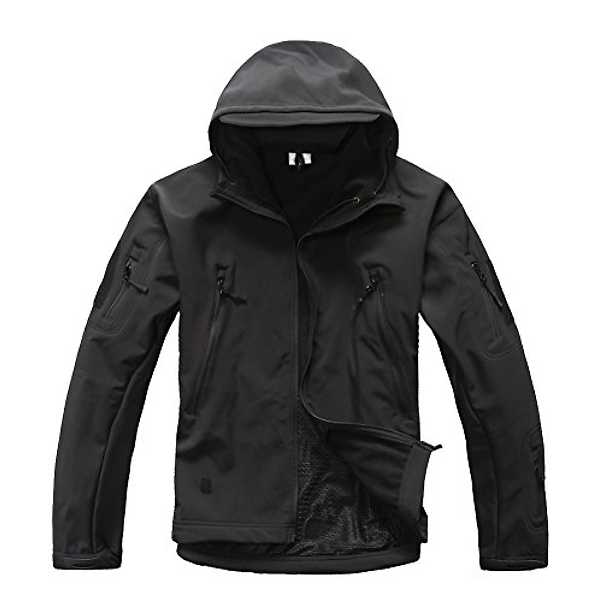 TACVASEN Men's Classic Fleece Liner Hooded Outwear Softshell Tactical Jacket Black,US XL