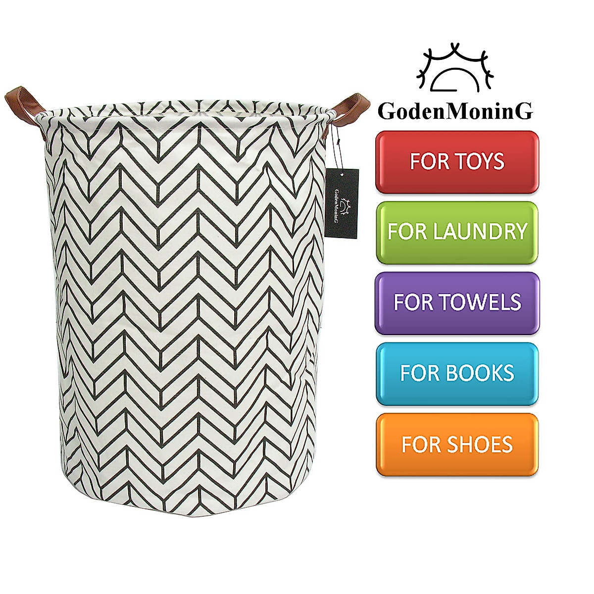 laundry baskets,bedroom hamper,kitchen organization,GodenMoninG 62.8L Waterproof Round Cotton Linen with Handles Collapsible storage basket. (THICK Flow Mark)