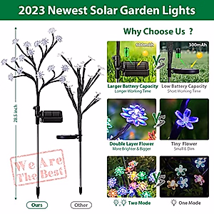 ENSLI Solar Lights Outdoor Garden Decorative, 4 Pack Upgraded Solar Garden Lights Outdoor Waterproof Landscape Lights, Solar Outdoor Lights Solar Flower Lights for Garden, Patio, Yard Decor