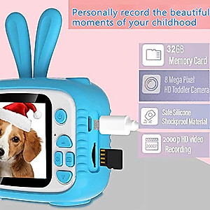 Kids Digital Camera, Kids Video Camera Recorder Shockproof Cameras HD 8 Mega Pixel 2 Inch IPS Screen Kids Mini Camera with 32GB SD for Girls Boys Gifts(Blue)