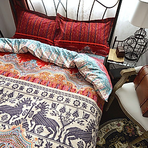Dodou Boho Style Bedding Set Boho Duvet Cover Set Bohemian Bedding Set 3pcs Queen (No Comforter Insert)