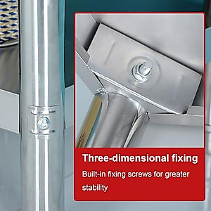 Double Workbench Commercial Stainless Steel Workbench Open Floor Standing Shelves Metal Table is Sturdy and Stable Suitable for Kitchen Restaurant Outdoor Warehouse