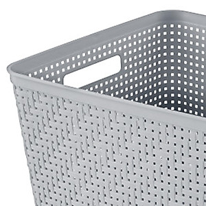 Sterilite 6 Pack Plastic Storage Bin Organization Containers, Tall Baskets, Cement