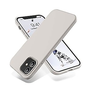 OTOFLY Soft Silicone Designed for iPhone 12/12 Pro Case,[Military Grade Drop Protection] [Anti-Scratch Microfiber Lining] Shockproof Protective Phone Case Slim Thin Cover 6.1 inch,Stone