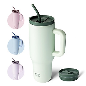 BOTTLE BOTTLE 40 oz Tumbler with Handle and Straw,Stainless Steel Vacuum Travel Mug,Car Cup with Straw, Stainless Steel Vacuum Water Bottle for Gifts Party Office Coffee (Green)