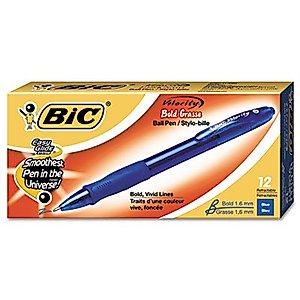 Velocity Ballpoint Retractable Pen, Blue Ink, 1.6mm, Bold, Dozen, Sold as 2 Dozen
