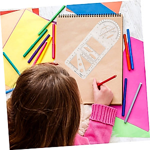 Ciieeo Multi-Functional Ruler Set for Boys and Girls Scale Ruler Geometric Drawing Template for School Education