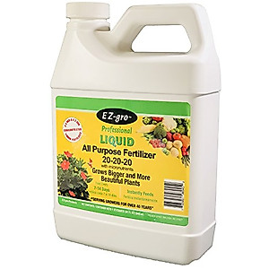 EZ-gro 20 20 20 Fertilizer - All Purpose Liquid Plant Food - Lawn, Flower, Herb, Vegetables - Best Way to Grow Green Plants - Garden-Growing Miracle Nutrients - 1 Qt / 32 fl oz / 946 mL