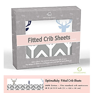 OptimaBaby Woodland Crib Sheets, Deer Fitted, 2 Count