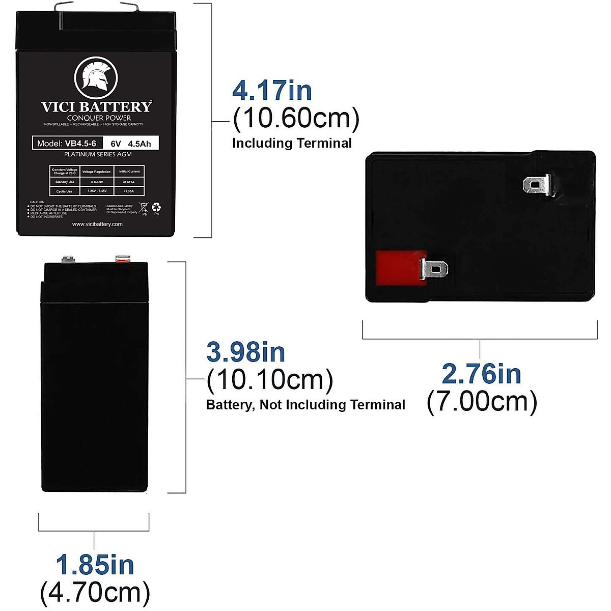 VICI Battery VB4.5-6 for Portalac GS PE6V4.5F1 6V 4.5Ah Emergency Light