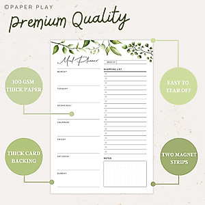 Magnetic Meal Planning Pad for Fridge 52 Undated Tear-off Sheets | 6x9 Inch Meal Planning Notepad | Notebook for Meal Planner and Grocery List with Magnet | Weekly Meal Planner for kitchen with Tear Off Shopping List