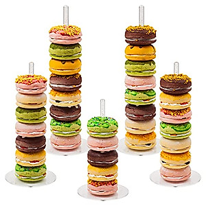 Clear Bubble Acrylic Donut Stands -5PCS Bagel Holder Display,Reusable Doughnut Pretzel Tower for Dessert Table,Wedding Bar,Birthday Party,Treat Table Decor Parties Stacker with Built-in Copper Nut by VREASK