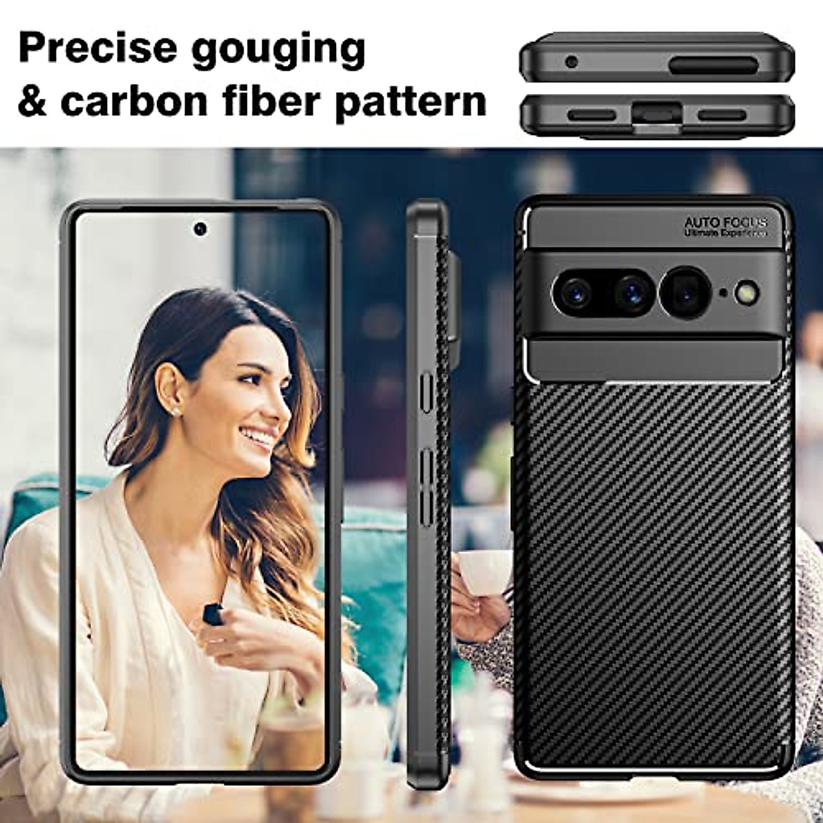 Aukvite for Google Pixel 7 Pro Case, Google Pixel 7 Pro Phone Case Soft TPU Case, Shockproof Anti-Fingerprint Phone Case for Pixel 7 Pro 2022 Anti Scratch Flexible Drop Protection Cover (Black)