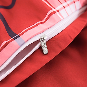 Christmas Duvet Cover Set King, Reversible Reindeer Red Plaid Comforter Cover with Zipper Closure, 3 Pieces Soft Microfiber New Year Xmas Holiday Bedding Cover Set with 2 Pillowcases