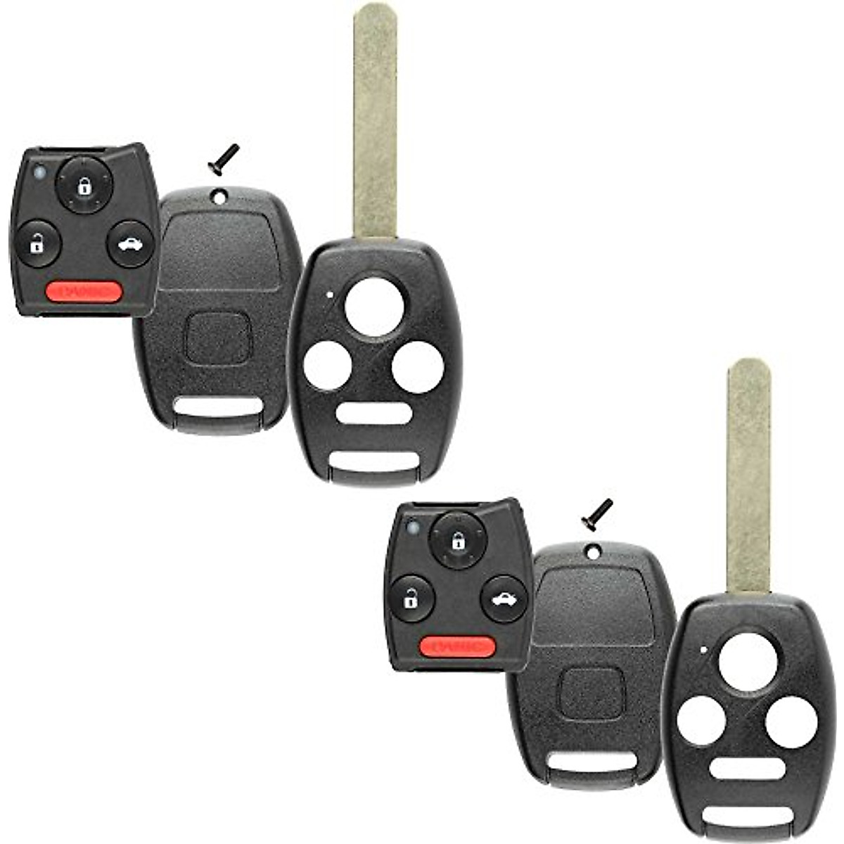 Discount Keyless Replacement Uncut Key Shell and Gut Case and Pad Compatible with Honda Civic Accord Pilot KR55WK49308, MLBHLIK-1T, N5F-S0084A (2 Pack)