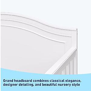 Graco Paris 4-in-1 Convertible Crib - Fits Standard Mattress, Elegant Detailed Headboard, Converts to Full-Size Toddler Daybed, Non-Toxic Finish, Expert Tested for Safer Sleep, White