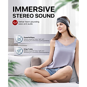Perytong Sleep Headphones Wireless Headband Stretchable Bluetooth 5.2 Sleep Headband Earphones, Comfy Side Sleeping Earbuds with High Definition Stereo Speakers, Electronics, Gifts for Men Women