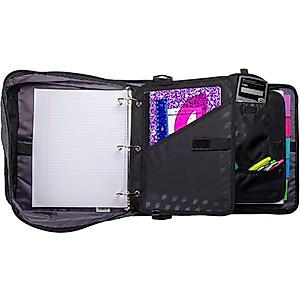 Case-it The Dual 2.0 Zipper Binder - Two 2 Inch D-Rings - 5 Subject File Folder - Multiple Pockets - 800 Sheet Capacity - Comes with Shoulder Strap - Black Dual-301