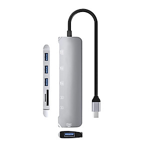USB C to USB 3.0 Hub for iPad Pro 11/ iPad Mini/MacBook Air 6 in 1 Multifunction SD MicroSD Adapter for MAC