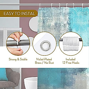 YEZEX Shower Curtain Set with 12 Hooks - Waterproof Polyester Fabric Shower Curtains for Modern Home Bathroom Decorations, Machine Washable, 72"x72"