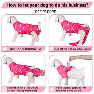 PetWarm Dog Onesie for Surgery Male,Anti-Licking Pet Surgical Recovery Snugly Suit Surgery Suit for Dogs,Professional Pet Recovery Shirt Dog Abdominal Wounds Bandages,Camouflage Pattern,Pink,M