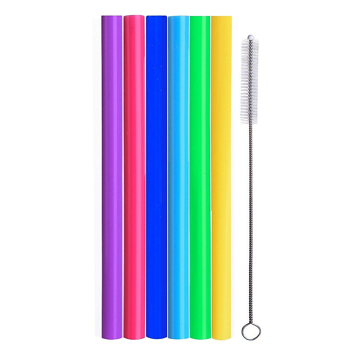 ALINK 6 Silicone Smoothie Straws + 6 Extra Wide Boba Tea Straws