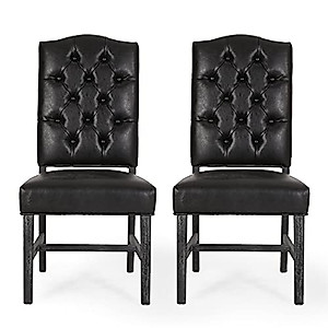 Christopher Knight Home Hyvonen Dining Chair, Midnight Black + Gray
