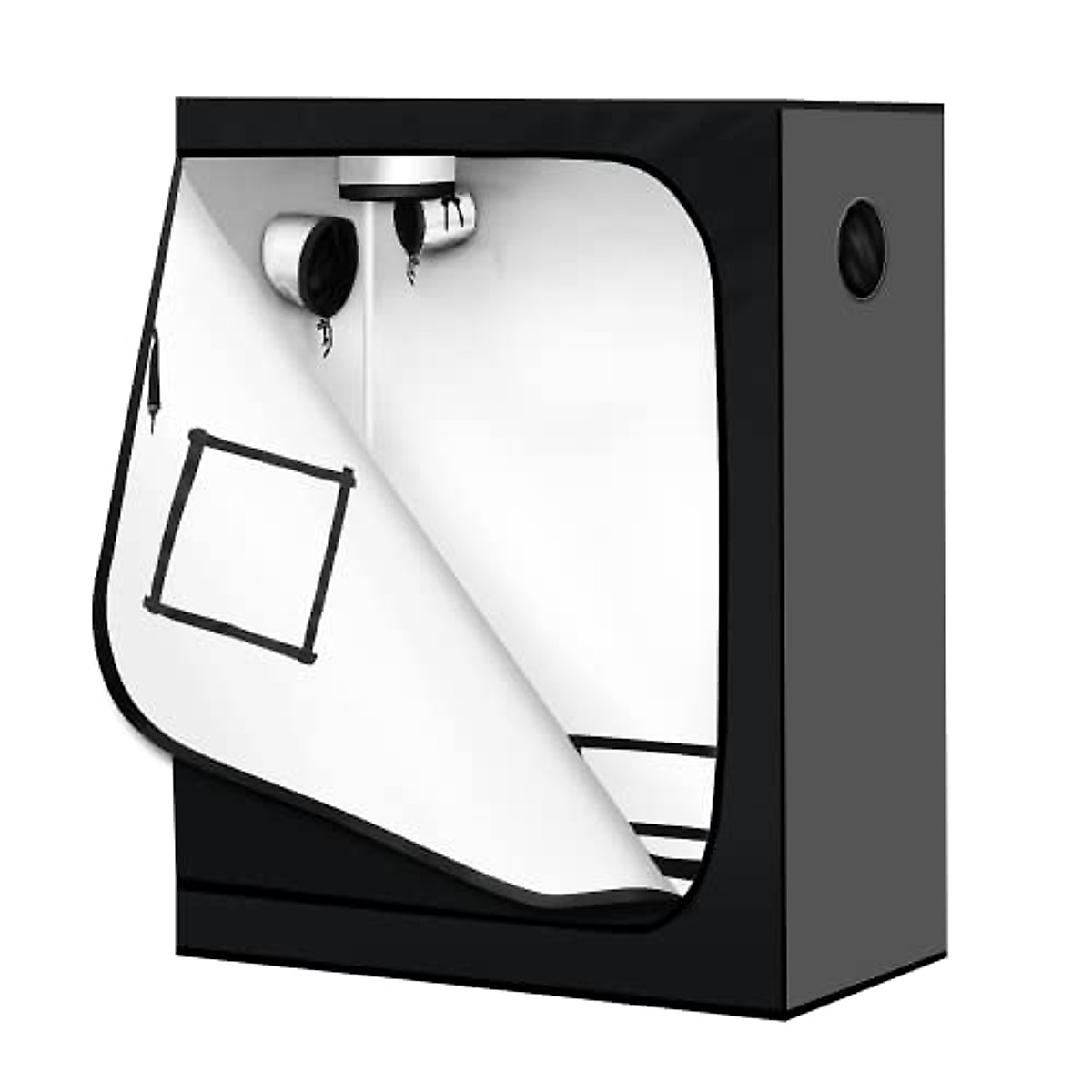 iPower 48"x24"x60" Mylar Hydroponic Water-Resistant Grow Tent with Observation Window and Removable Floor Tray for Plants Seedling, Propagation, Blossom, 2 x 4 ft