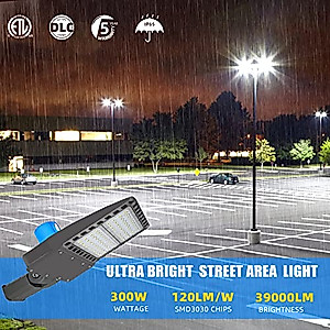 WYZM 300W LED Parking Lot Light,39000 Lumens,5500K White,Outdoor Security Area Light