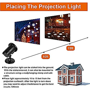 Christmas Snowflake Projector Lights Outdoor, Waterproof LED Landscape Rotating Snowflake Projection Light, Christmas Decorations Indoor for Halloween Home Party Holiday Wedding Garden (White)