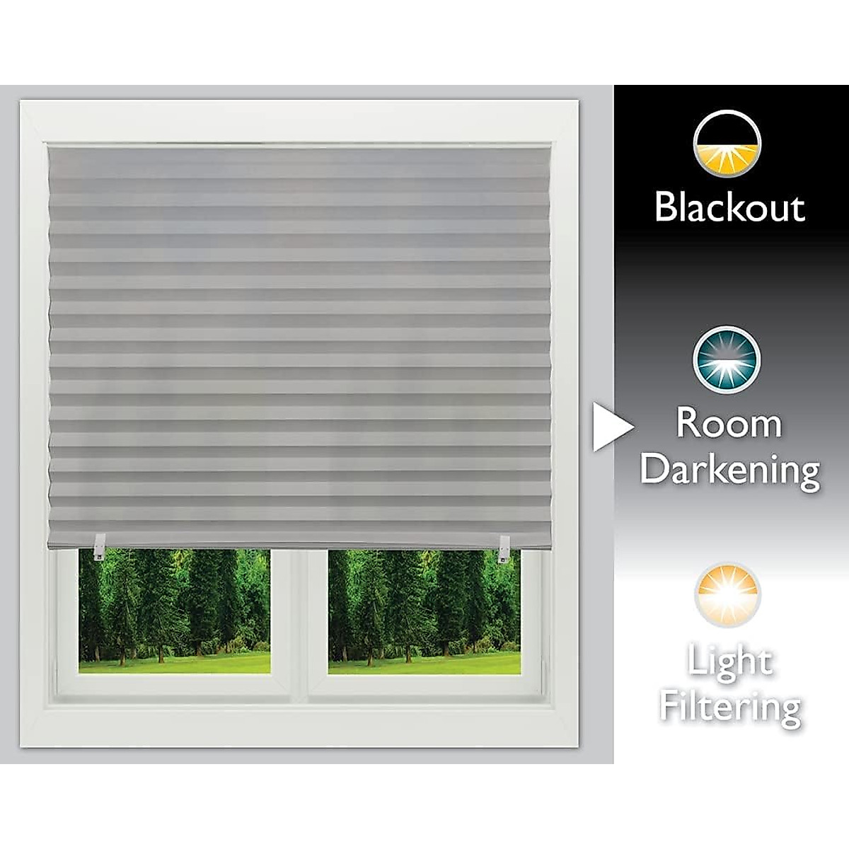 Redi Shade No Tools Original Room Darkening Pleated Paper Shade Gray, 36 in x 72 in, 6 Pack