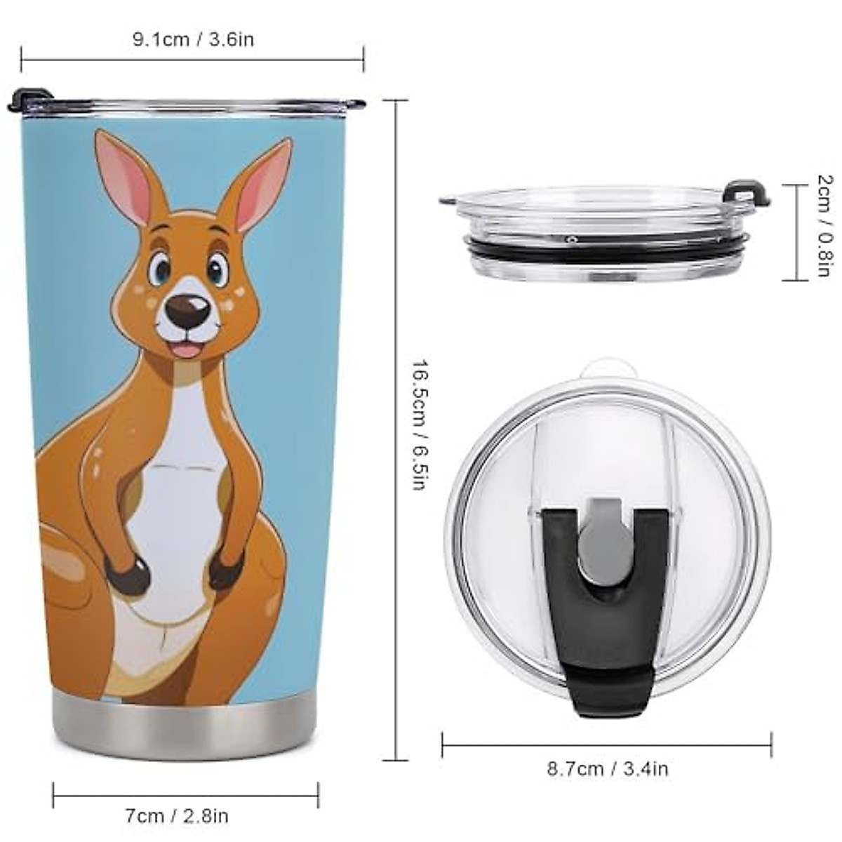 LHDGSJE Funny Cartoon Kangaroo Zoo 20 Oz Tumbler Stainless Steel Coffee Mug Reusable Travel Mug Leak-proof Large Capacity Car Cup Insulated Tumbler Fits in Car Cup Holder