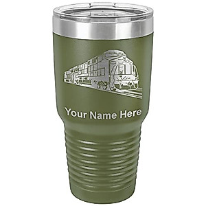 LaserGram 30oz Vacuum Insulated Tumbler Mug, Freight Train, Personalized Engraving Included (Camo Green)