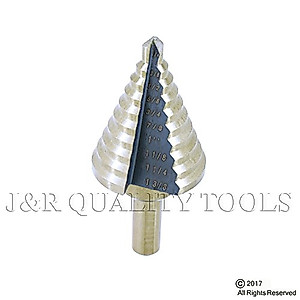 Titanium Step Drill Bit, High Speed Steel 1/4" to 1-3/8" Total 10 Step Sizes