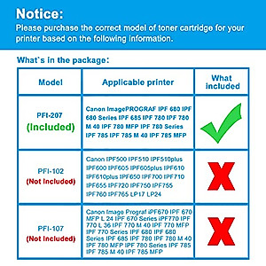 LCL Compatible Ink Cartridge Replacement for Canon PFI207 PFI-207 PFI-207MBK PFI-207BK PFI-207C PFI-207M PFI-207Y 300ML 8789B001 8788B0011 8790B001 8791B001 8792B001 (5-Pack KCMYMBK)