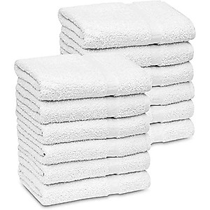 GOLD TEXTILES Bulk Bath Towels White 12 Pack (22x44 Inches) Economy Light Weight Easycare
